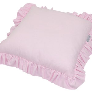 Pink Square Pillow With Ruffles, Frilled Pillow, Decorative Pillow for ...