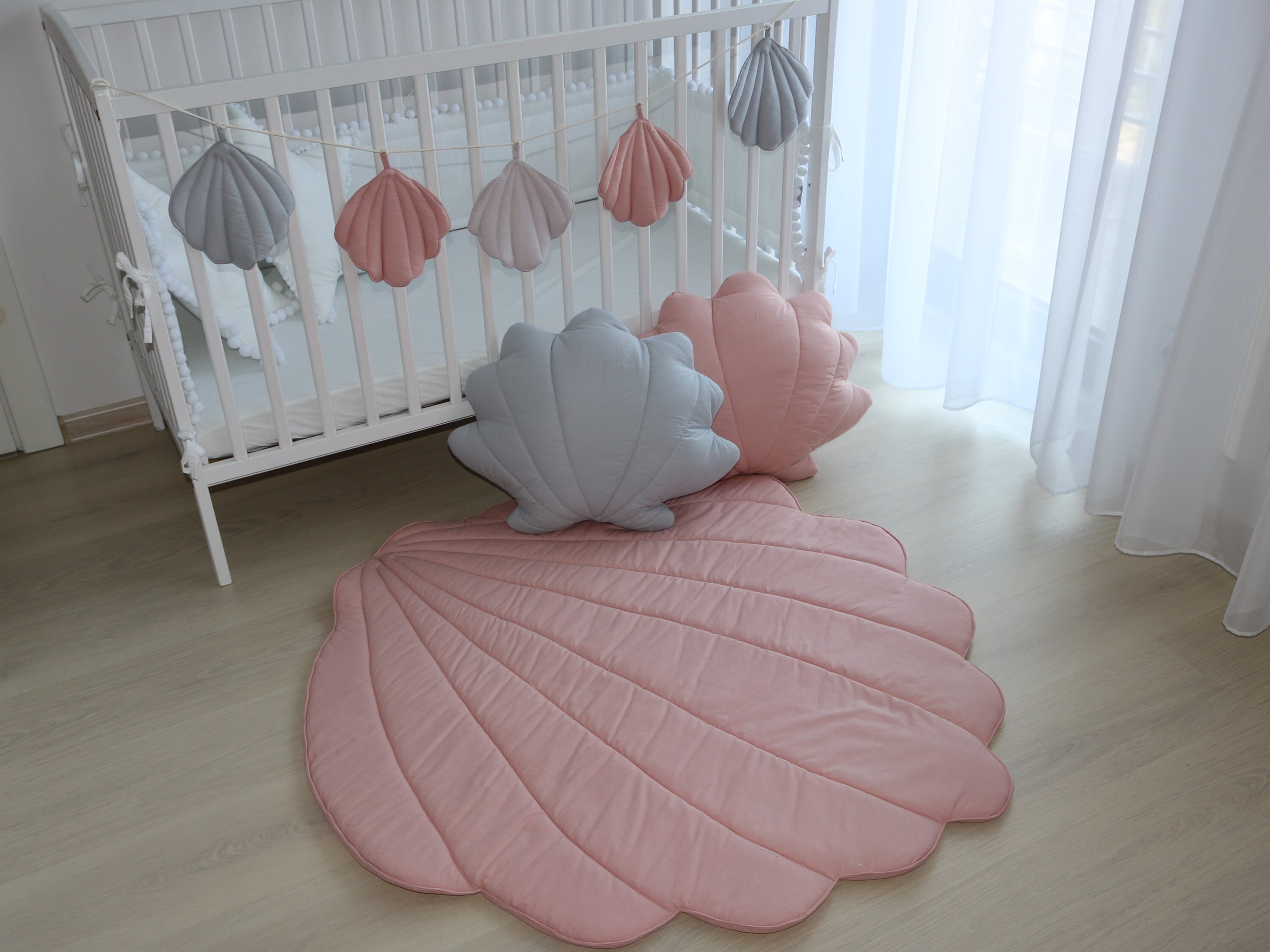 Seashell play mat decorative play mat Nursery decor Quilted | Etsy