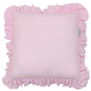 Pink Square Pillow With Ruffles, Frilled Pillow, Decorative Pillow for ...