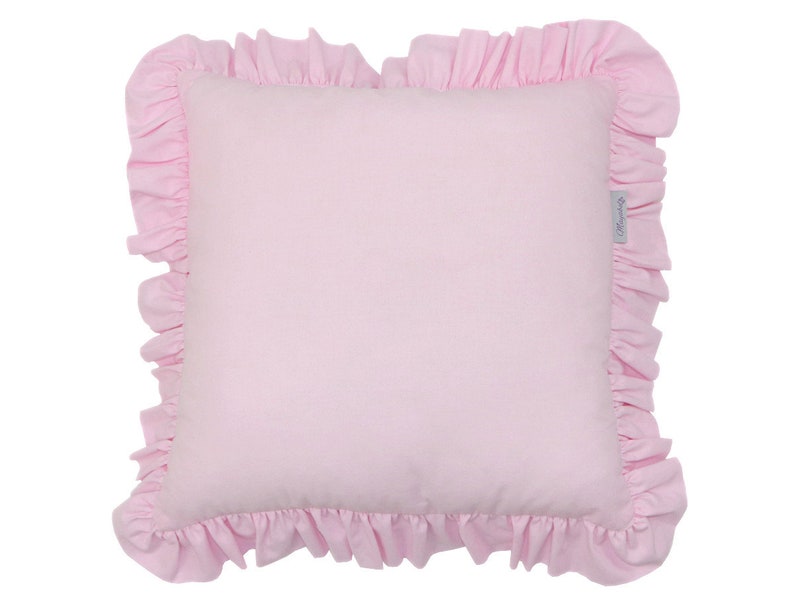 Pink Square Pillow With Ruffles Frilled Pillow Decorative - Etsy