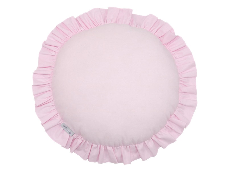 Pink Round Pillow With Ruffles Frilled Pillow Ruffled - Etsy