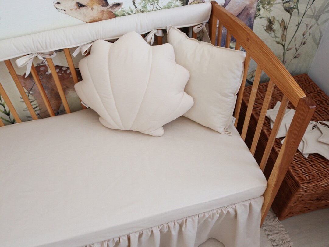 Cotton Sea Shell Pillow in Beige, Coastal Vibes Nursery Pillow ...