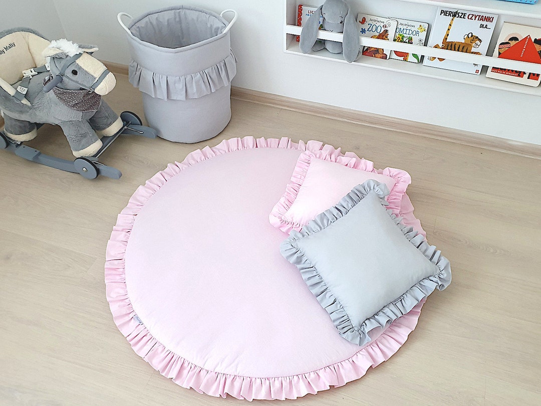 Round Playroom Floor Mat With Frill, Versatile Children's Room Mat, Non ...