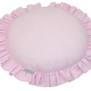 Pink Round Pillow With Ruffles, Frilled Pillow, Ruffled Pillow ...