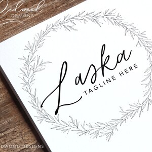 Rustic Logo Design, Premade Logo, Wreath Logo, Floral Logo, Elegant ...