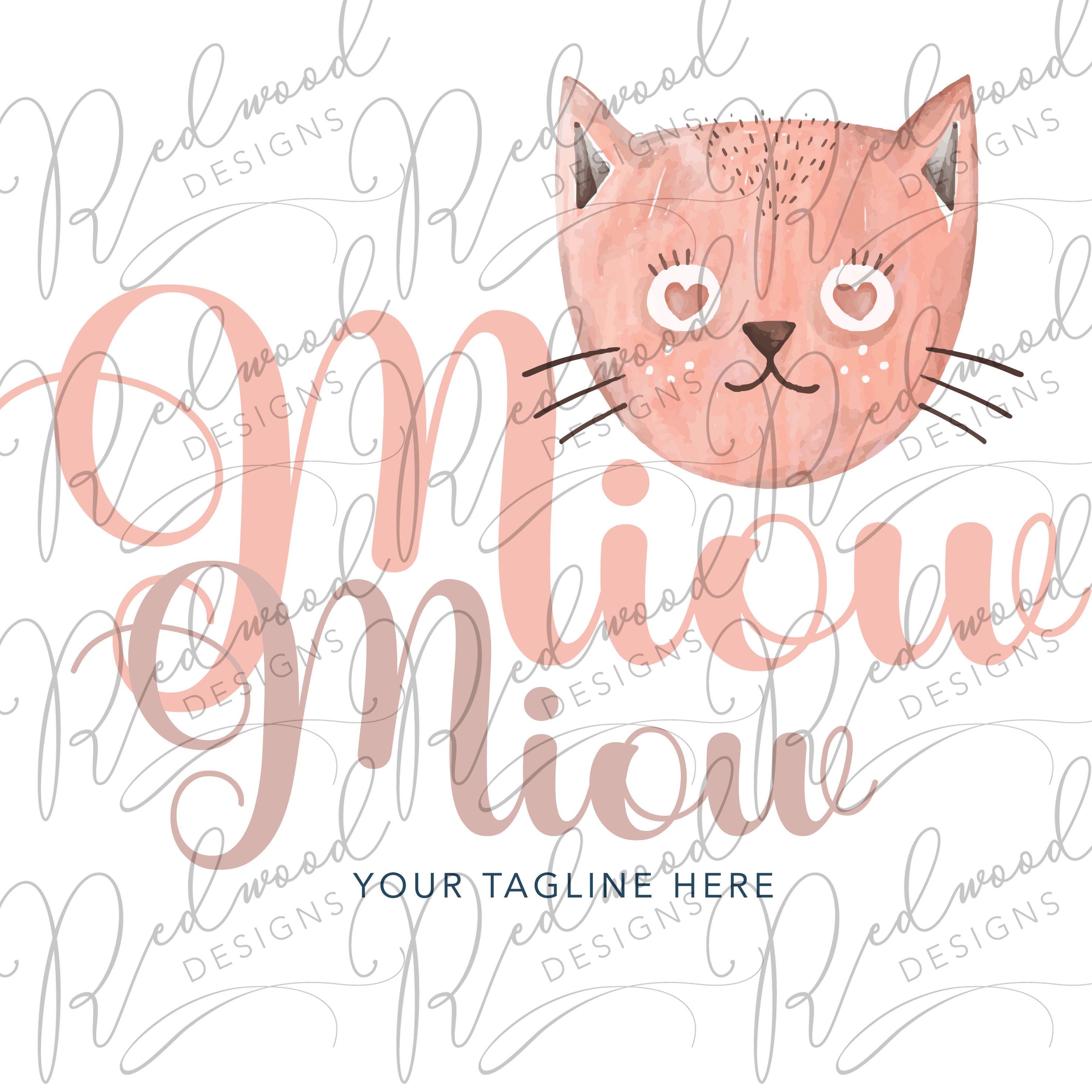 Cat Logo Design, Premade Logo, Cute Cat Logo, Animal Logo, Childrens ...
