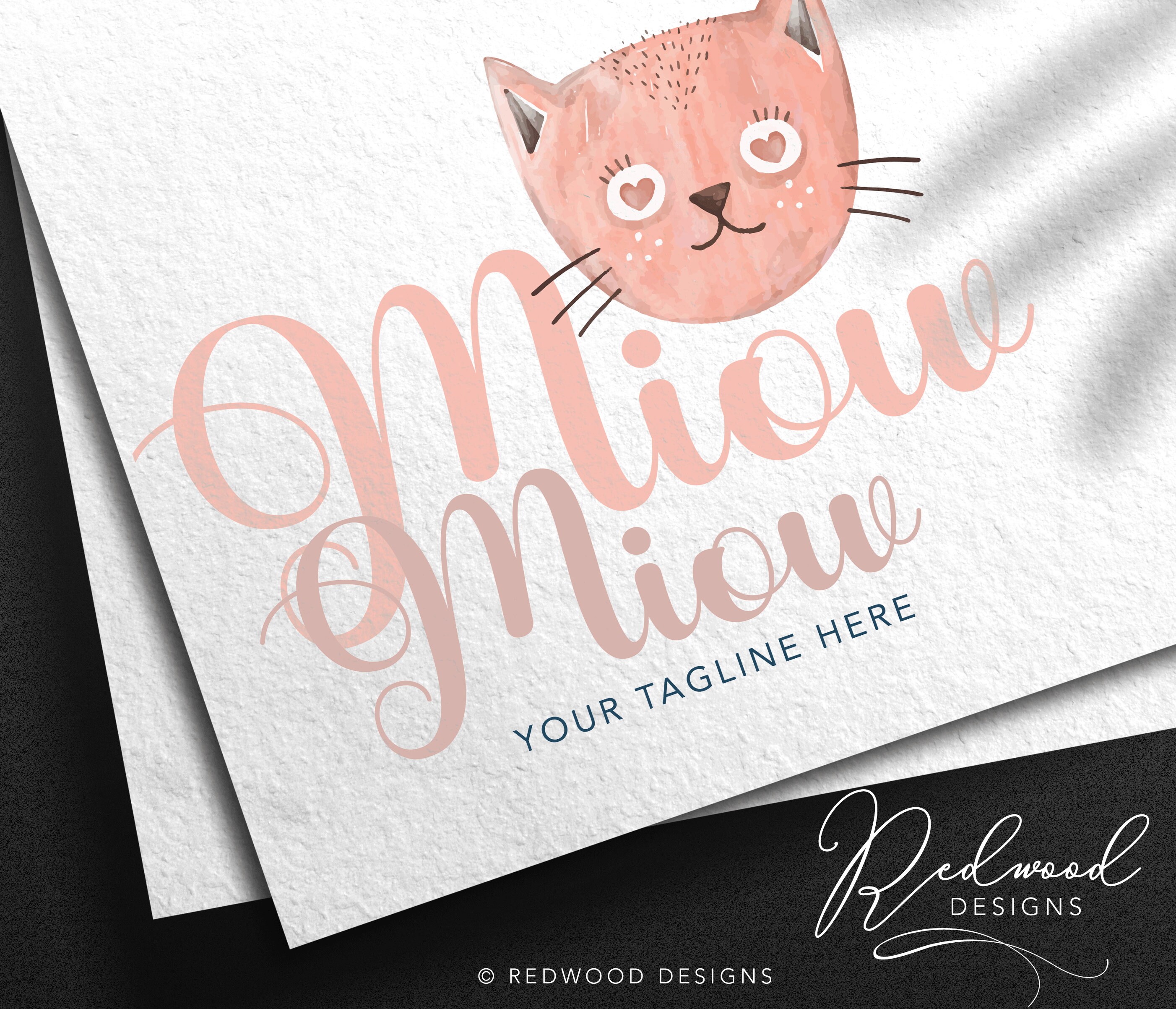 Cat Logo Design, Premade Logo, Cute Cat Logo, Animal Logo, Childrens ...