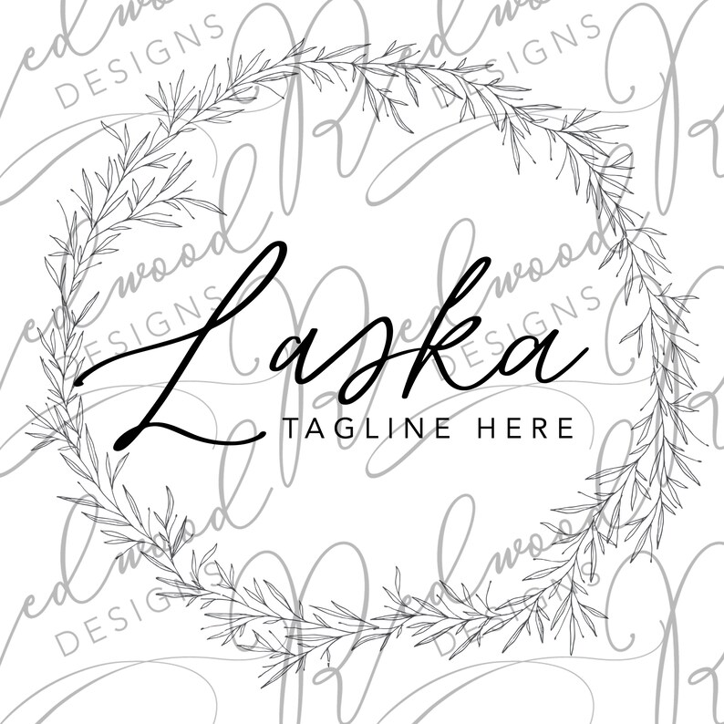 Rustic Logo Design, Premade Logo, Wreath Logo, Floral Logo, Elegant ...