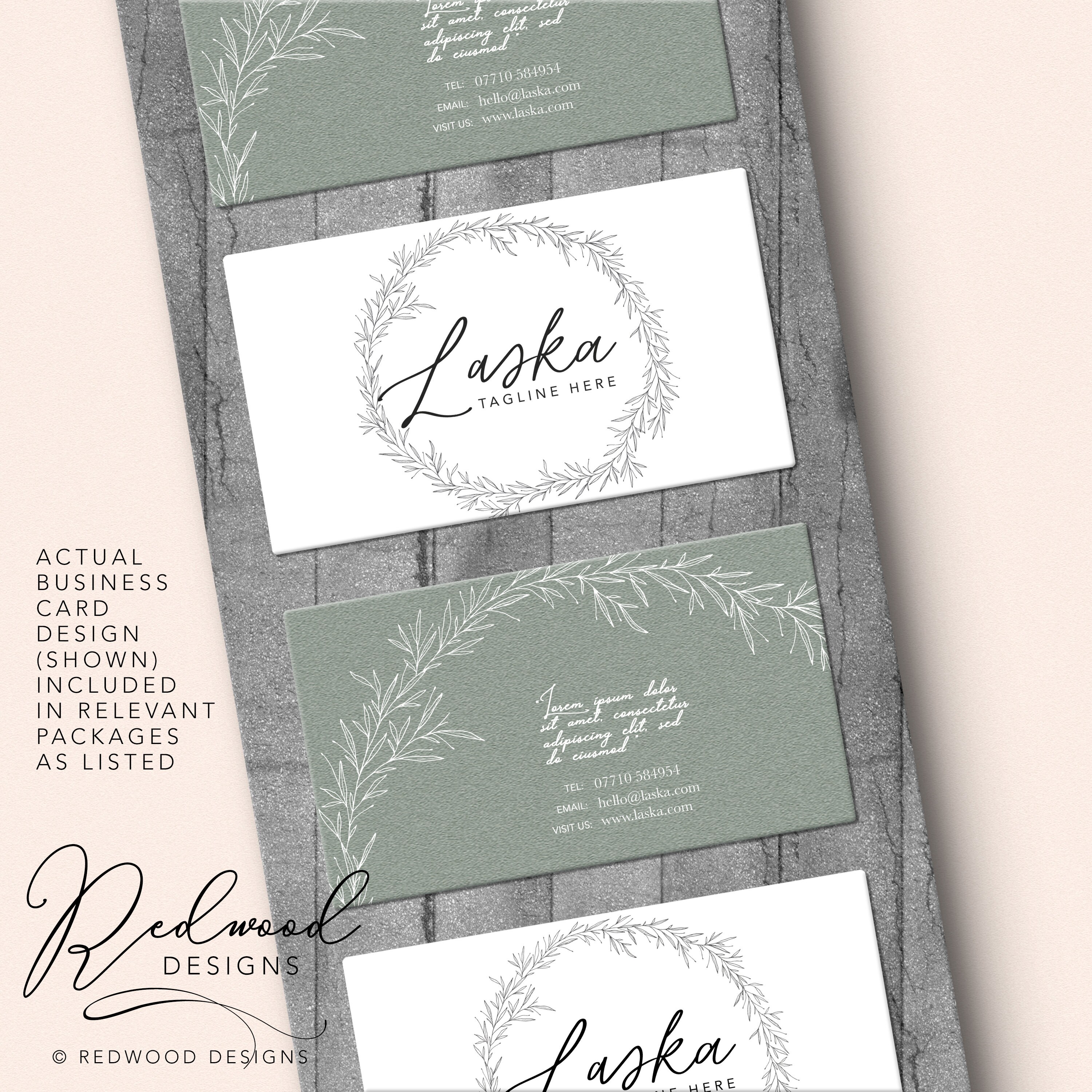 Rustic Logo Design, Premade Logo, Wreath Logo, Floral Logo, Elegant ...