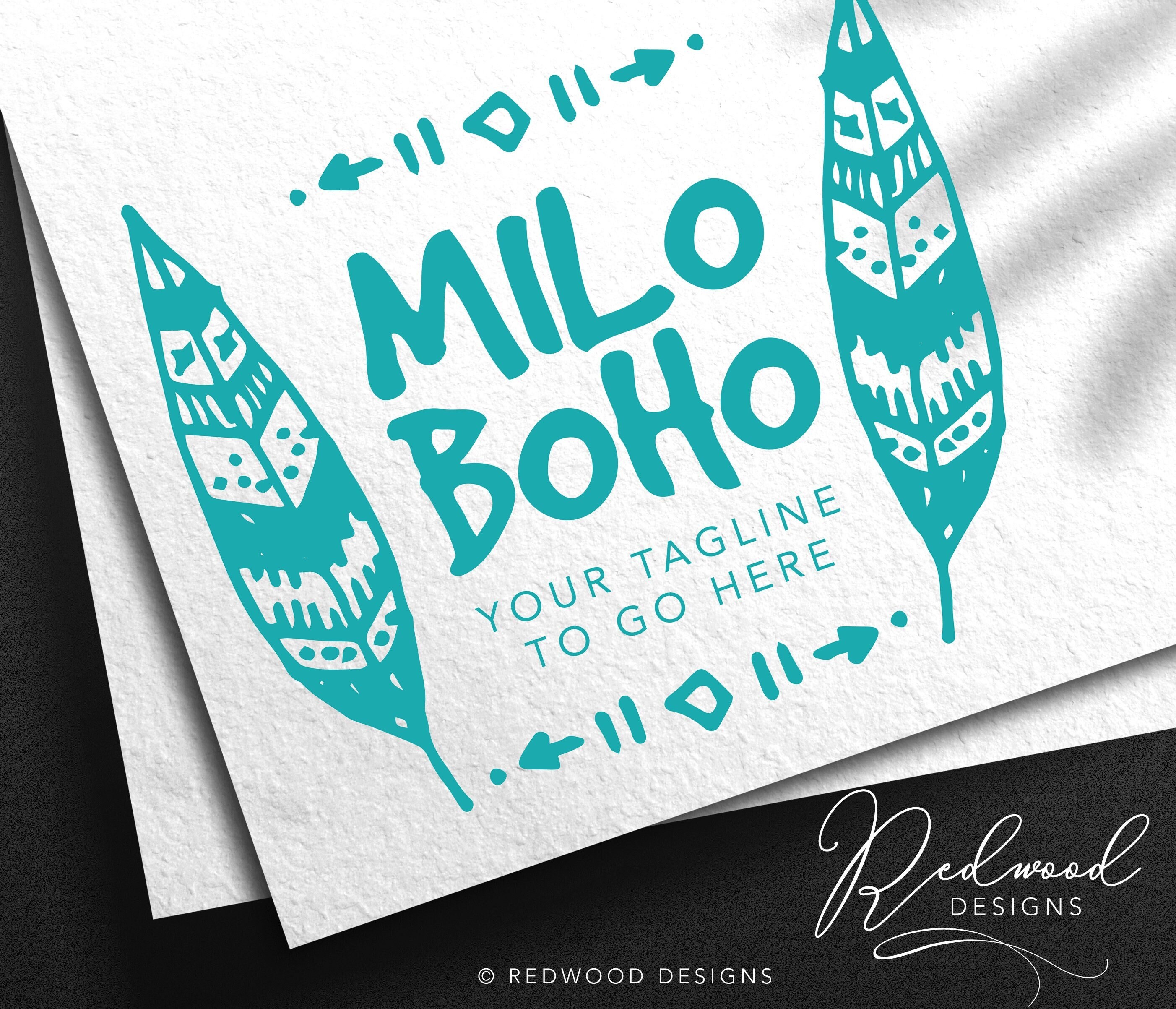 Boho Boutique Logo Design Premade Logo Boho Logo Feathers - Etsy