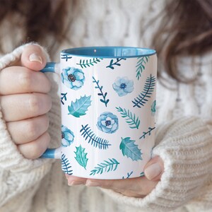 Mug With Light Blue Handle Mockup - Neutral Colors - Whites -JPG File ...