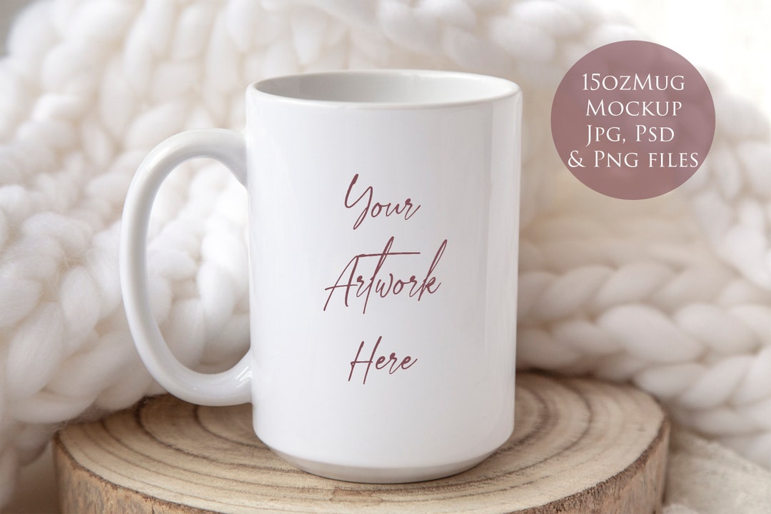 15 Oz Mug Mockup Neutral Colors - Whites -JPG, PSD With Smart Object ...