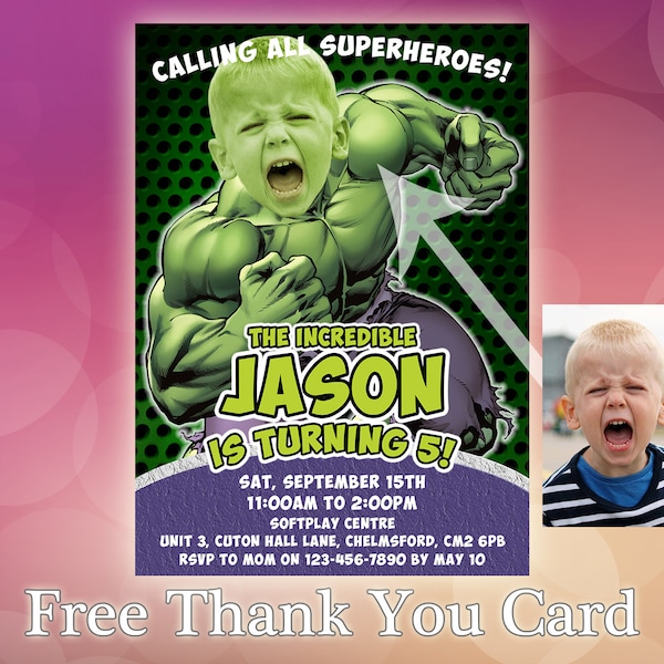 Hulk Invitations - Etsy
