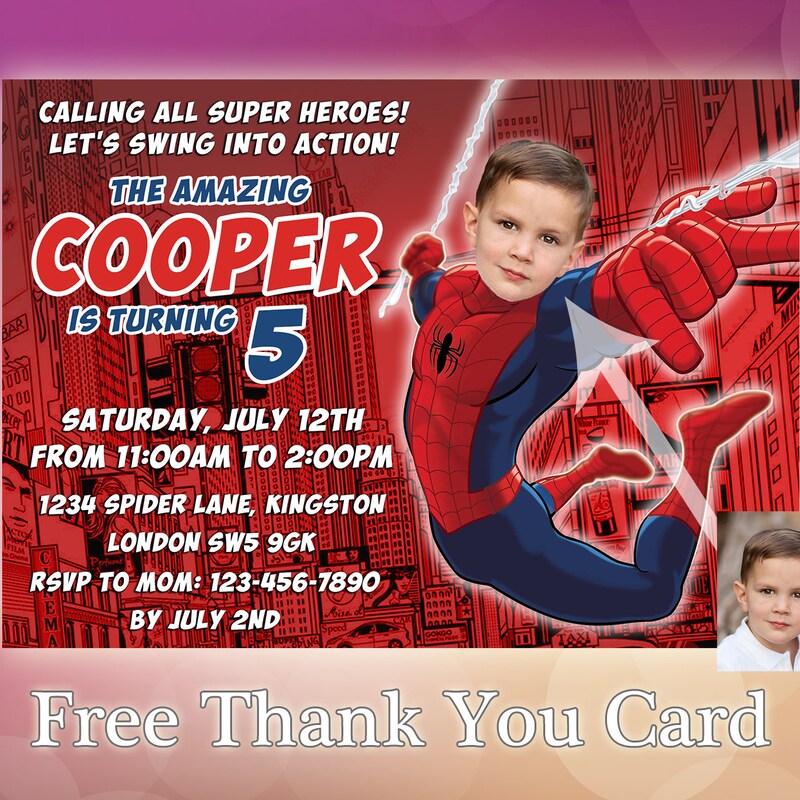 Spiderman Invitation - Etsy