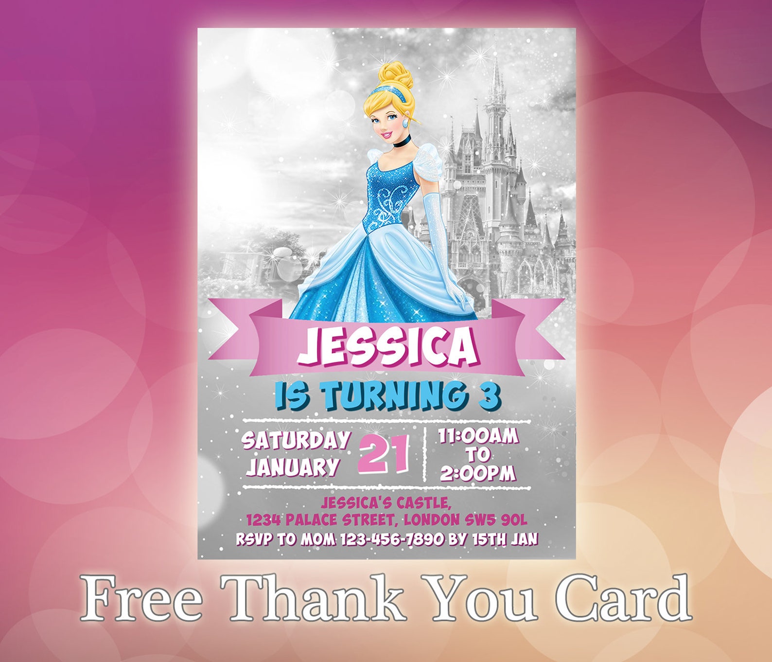 Cinderella Invitation / Disney Cinderella Invite / Cinderella | Etsy