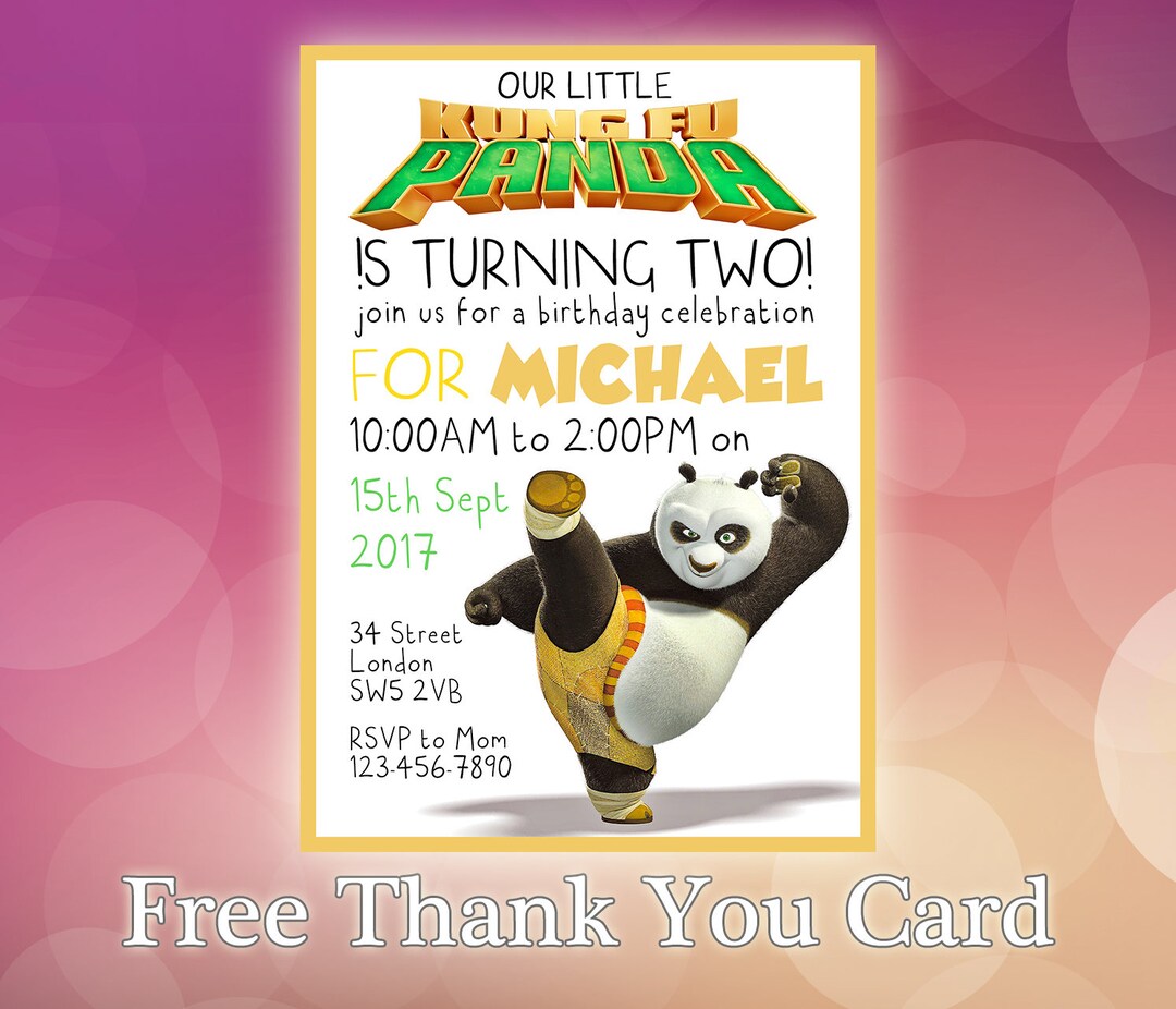 Kung Fu Panda Invitation / Kung Fu Panda Birthday Invitation / Kung Fu ...