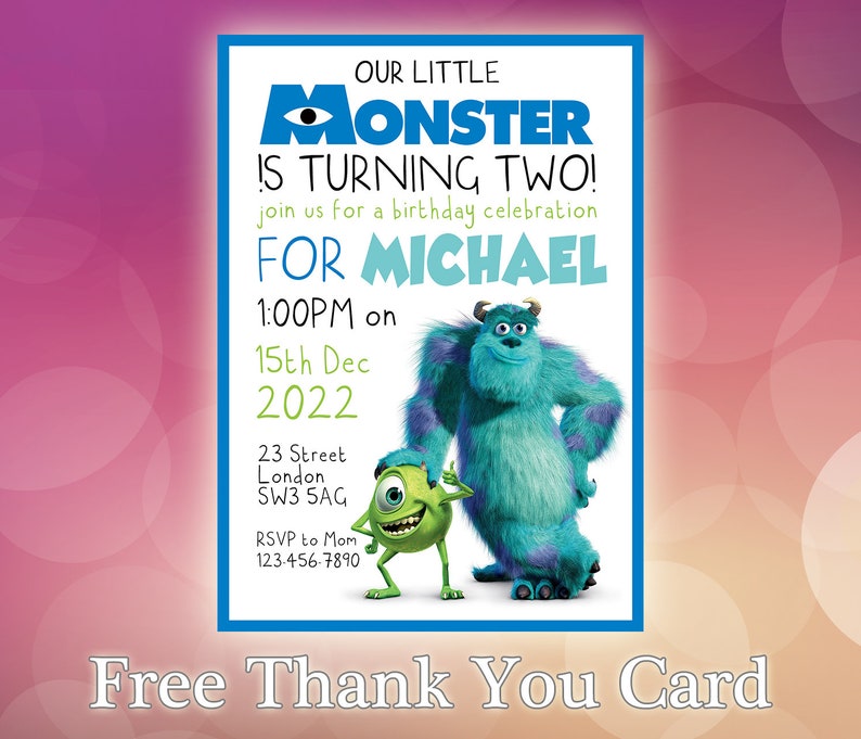 Monsters Inc Invitation / Monsters Inc Invite / Monsters Inc - Etsy