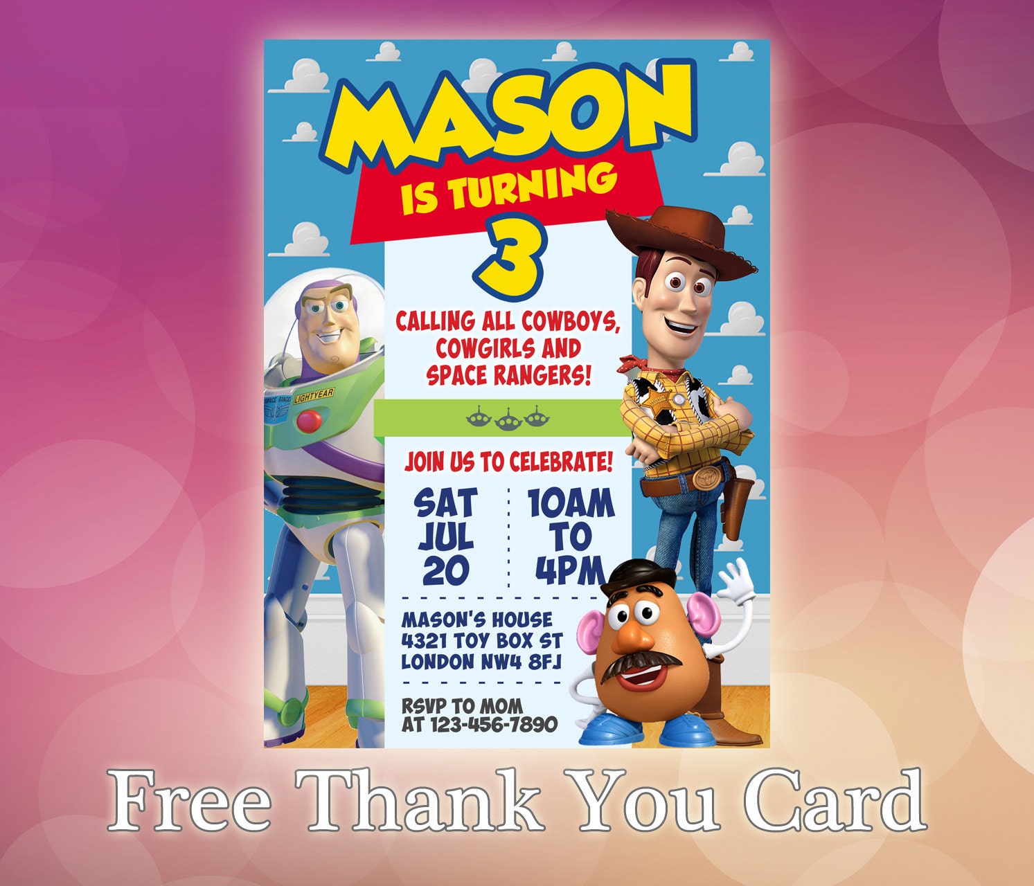 Toy Story Invitation / Toy Story Birthday Invitation / Toy - Etsy