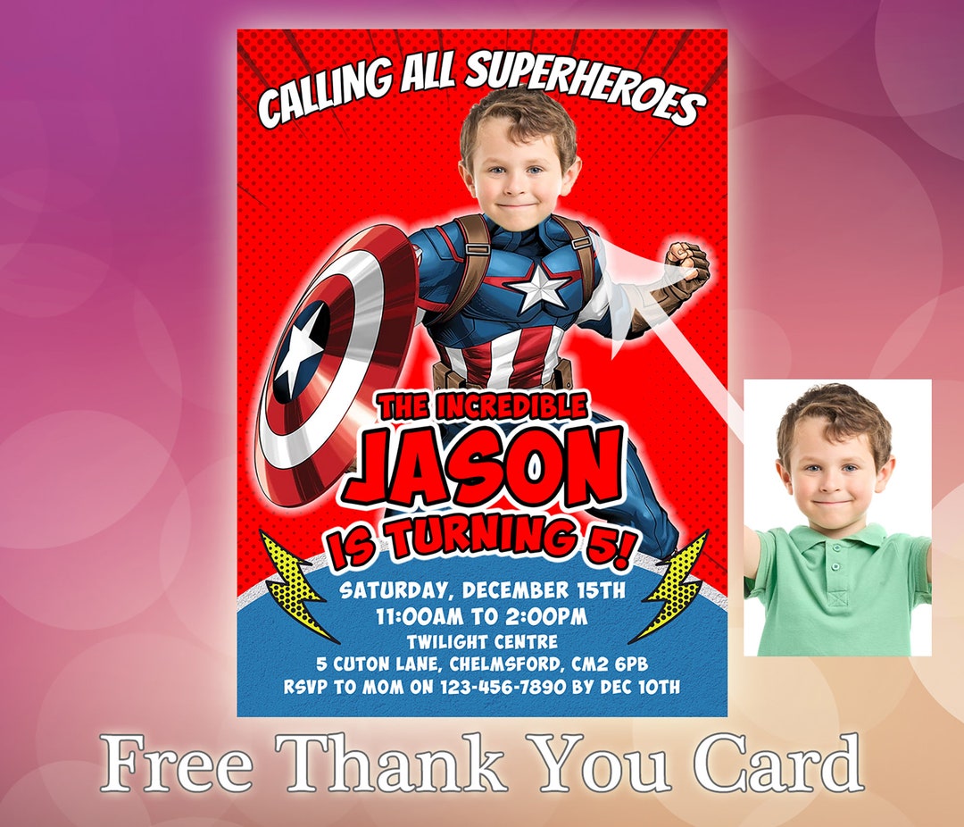 Captain America Birthday Invitation / Captain America Invite / Avengers ...