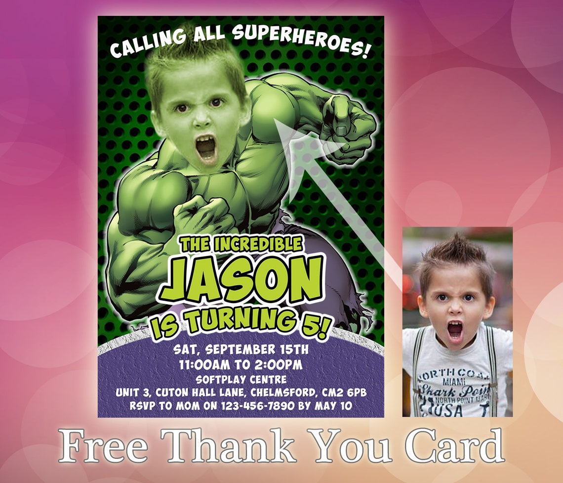 The Hulk Birthday Invitation / the Incredible Hulk Invitation - Etsy