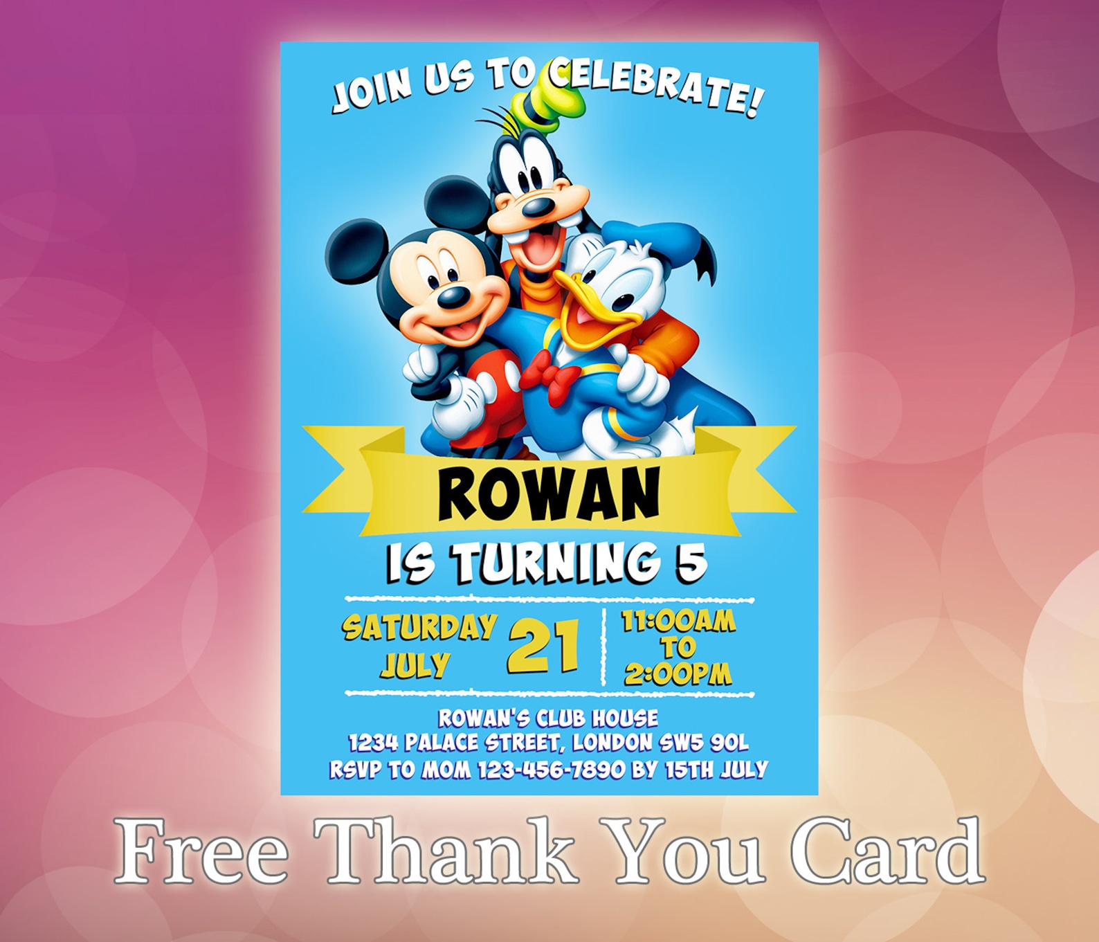 Mickey Mouse Invitation / Mickey Mouse Invite / Mickey Mouse - Etsy
