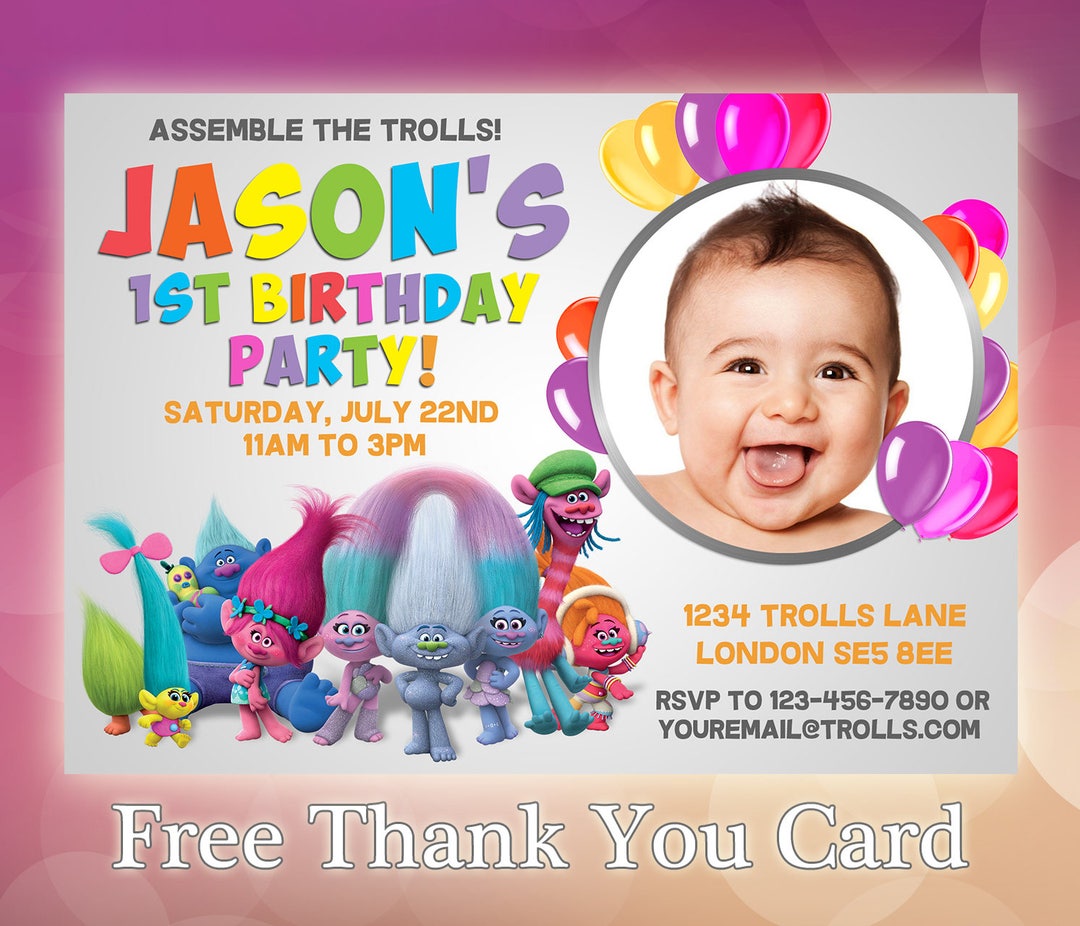 Trolls Birthday Invitation / Trolls Birthday / Trolls Invitation ...