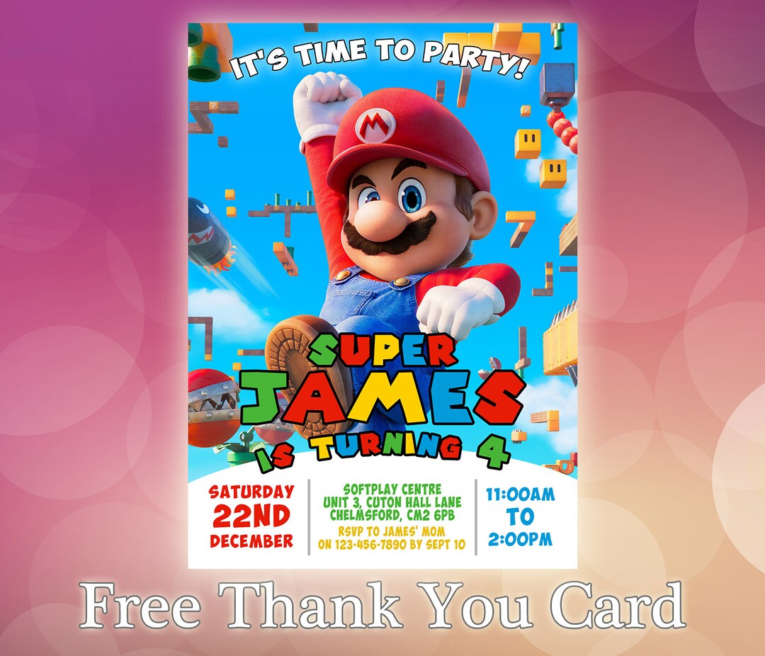 Super Mario Bros Invitation / Mario and Luigi Birthday Invitation ...