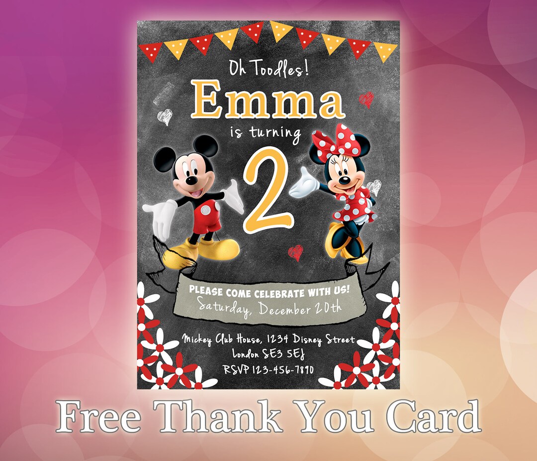 Mickey Mouse Invitation / Mickey Mouse Invite / Mickey Mouse Birthday ...