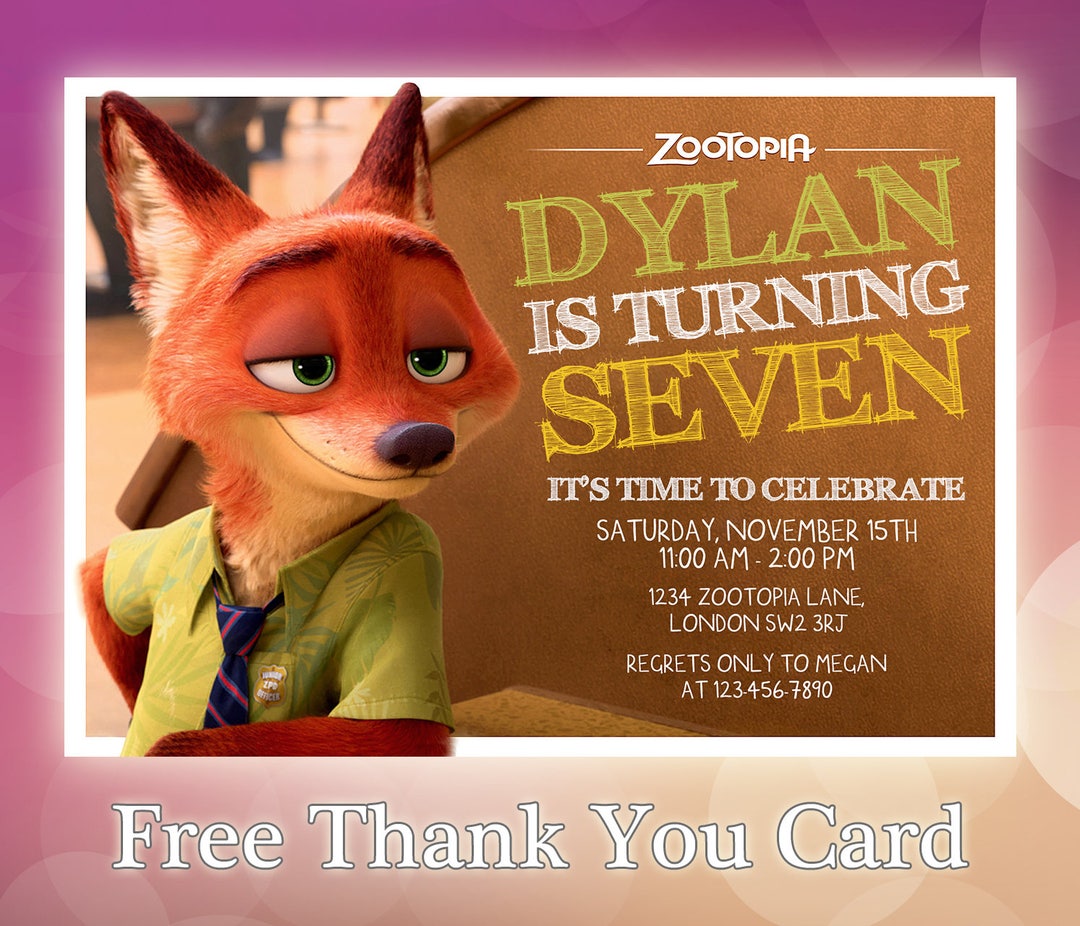 Zootopia Invitation / Zootopia Printable Invitation / Zootopia Custom ...