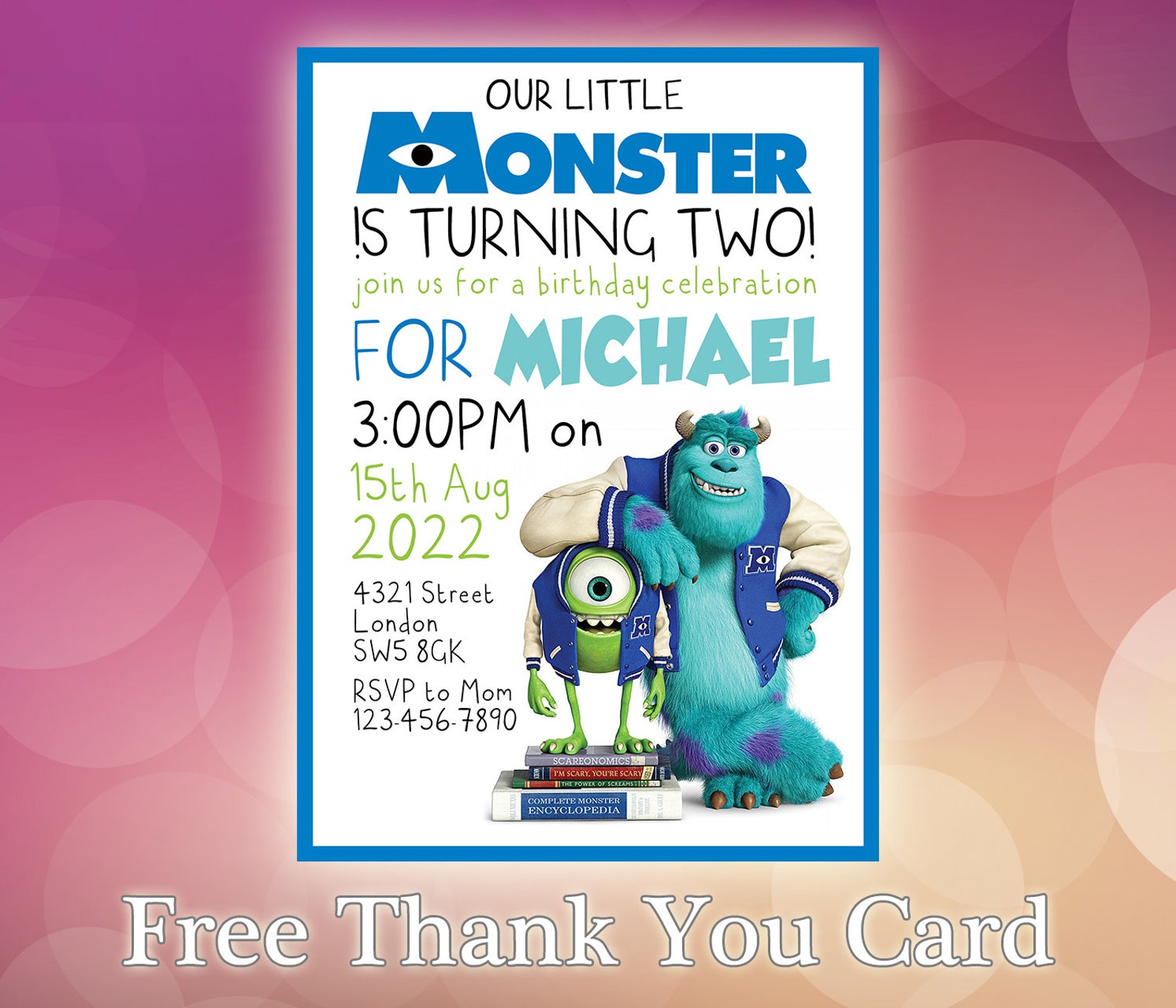 Monsters University Invitation / Monsters Inc Invite / - Etsy
