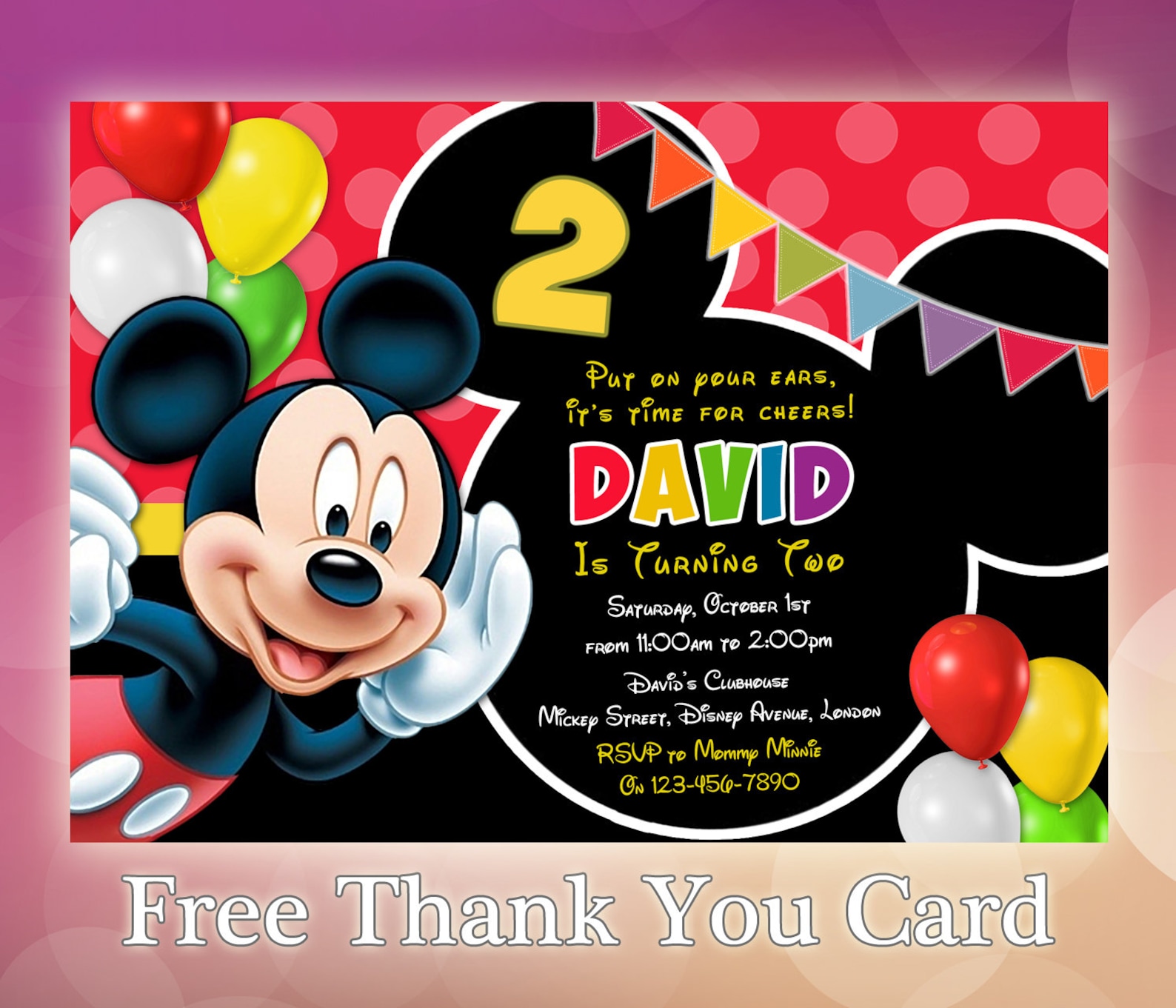 Mickey Mouse Invitation / Mickey Mouse Invite / Mickey Mouse - Etsy