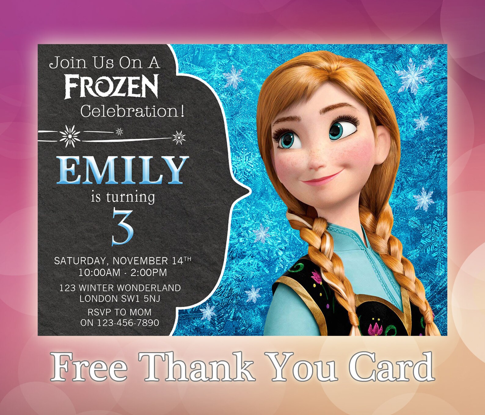Frozen Birthday Invitation / Anna Frozen Invitation Printable | Etsy