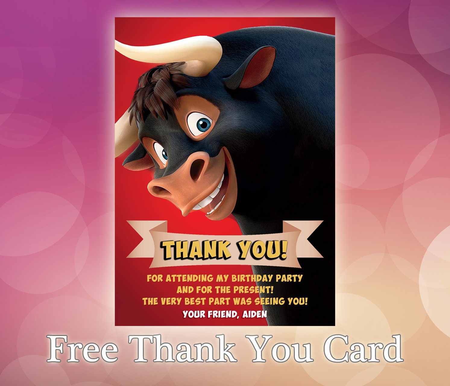 Ferdinand Invitation / Ferdinand Movie Birthday Invite / - Etsy Hong Kong