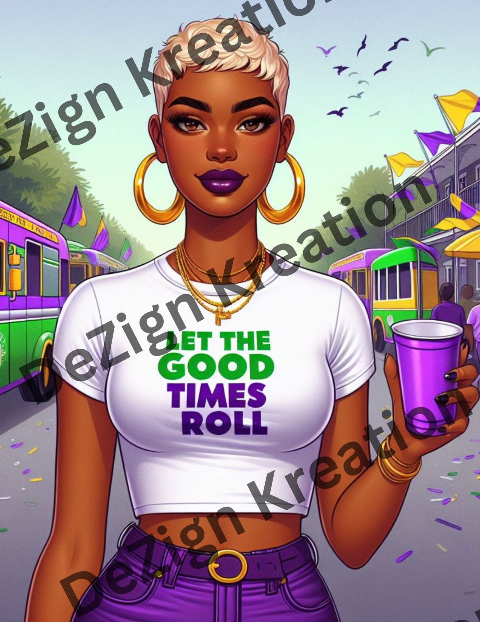 Mardi Gras Girl Mardi Fun African American Woman Melanin Black Woman