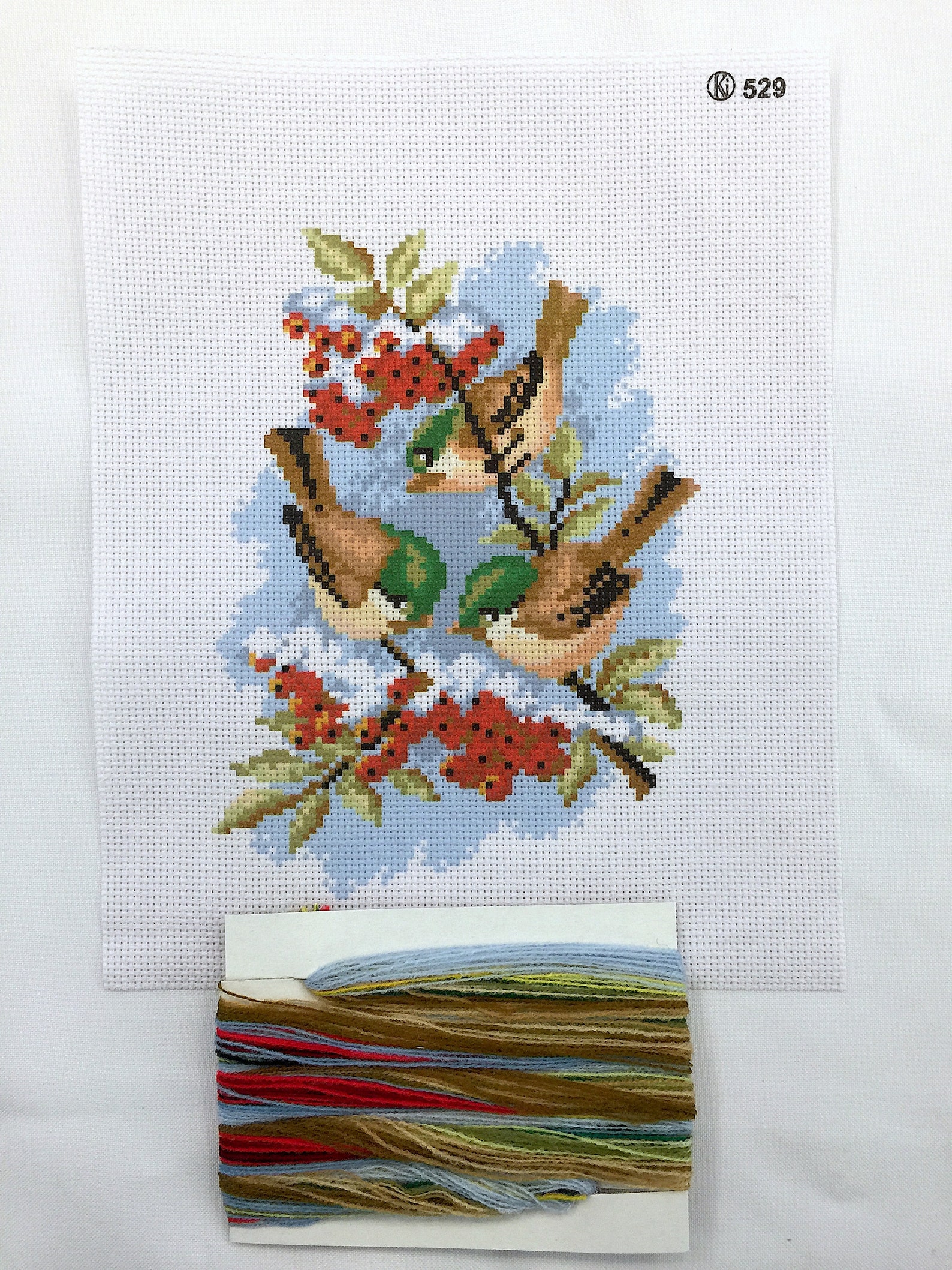 Birds and Berries - All-in-one DIY Cross Stitch Kit. Handcraft Tools ...