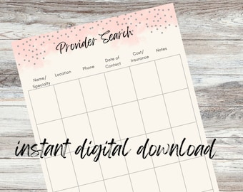 Clinical Provider Organization Sheet - Etsy