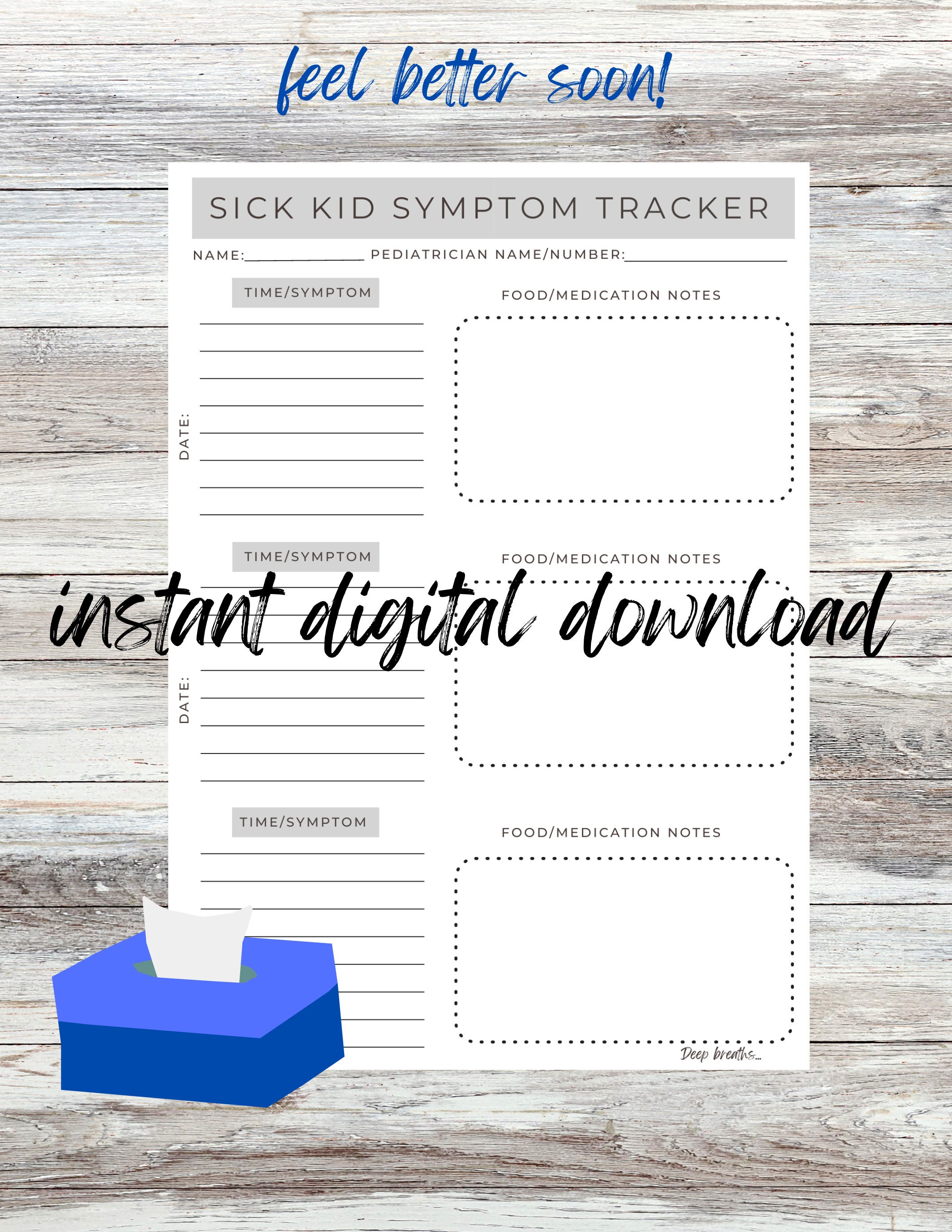 Sick Kid Symptom Tracker Symptom Tracker Home Sick Symptom - Etsy