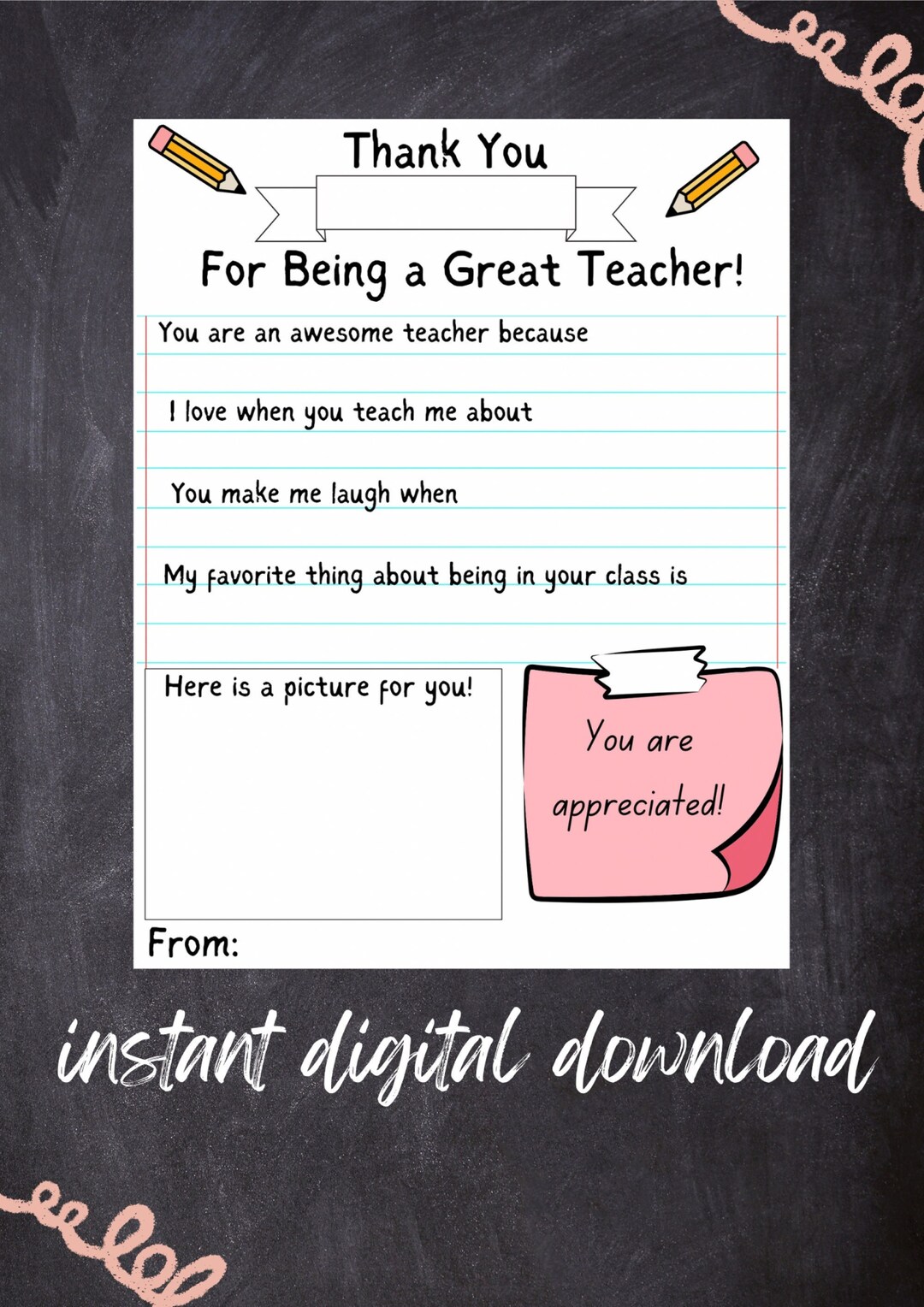 End of Year Thank You for Teacher Teacher Appreciation - Etsy