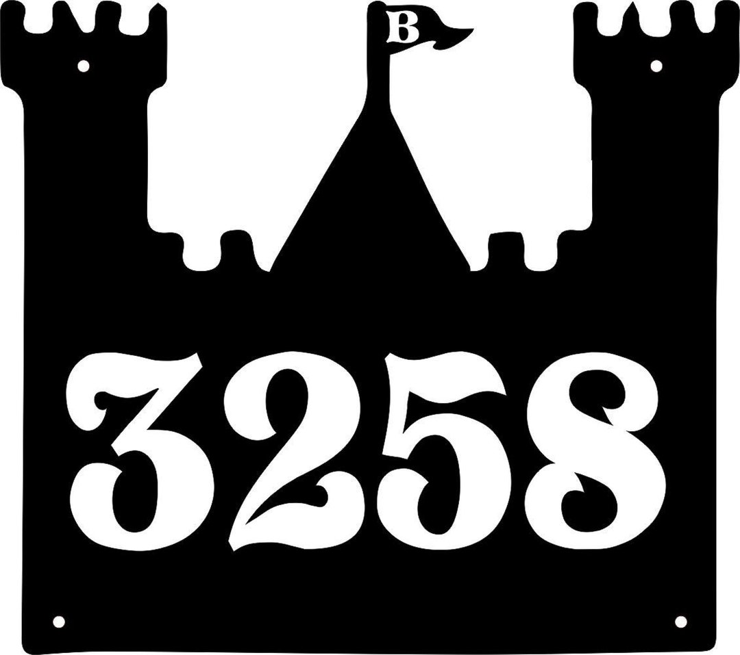 Castle Address Sign With House Number and Monogram - Etsy