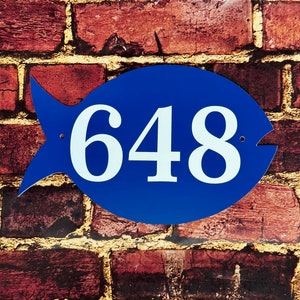 Personalized Fish Address Sign - Custom Happy Fish House Number Plaque ...