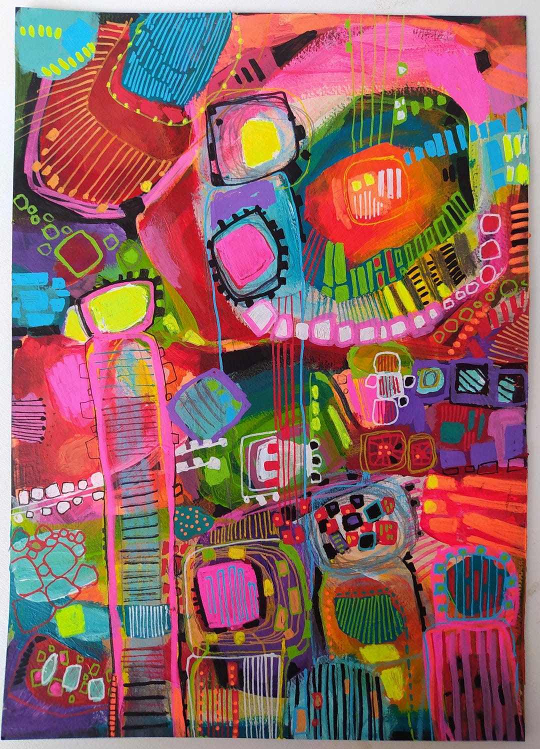 Emotional, Work Done With Marker and Acrylic Paint, 29.7x21.9cm. - Etsy