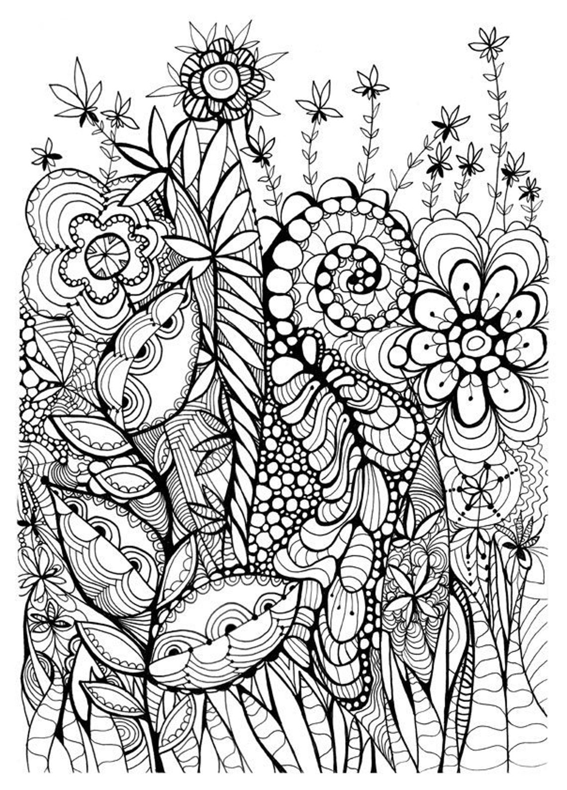 Pack of Three Coloring Illustrations 3. Printable. - Etsy