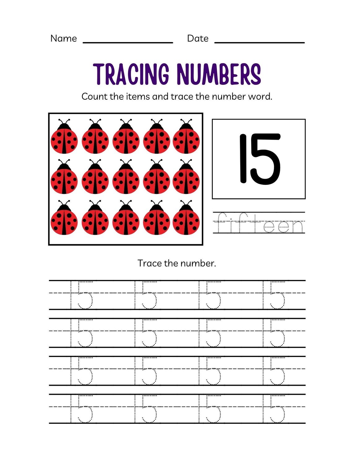 Printable Kindergarten Numbers Workbook | Count, Trace & Color Numbers ...