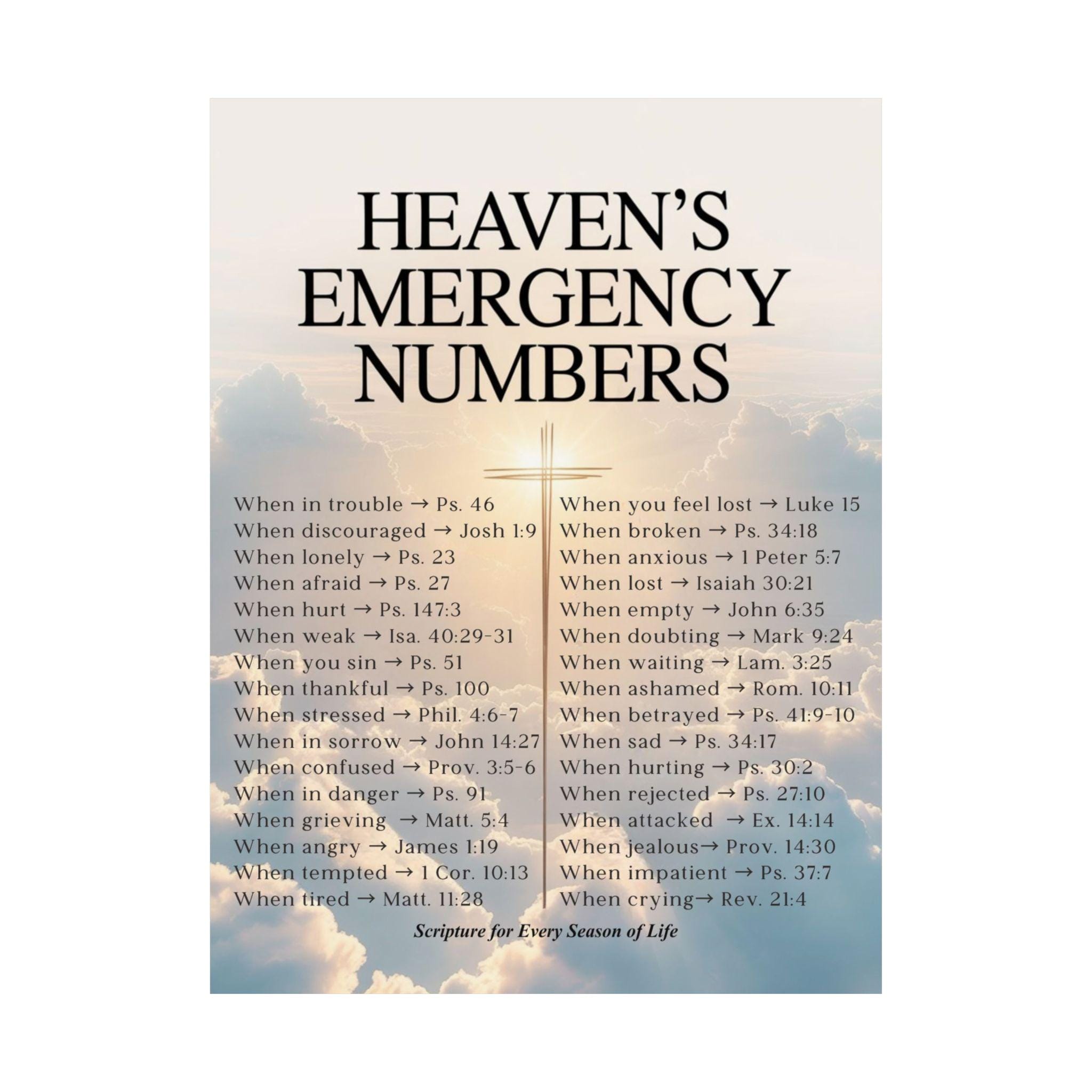 Heaven’s Emergency Numbers Christian Wall Art | Scripture for Every ...
