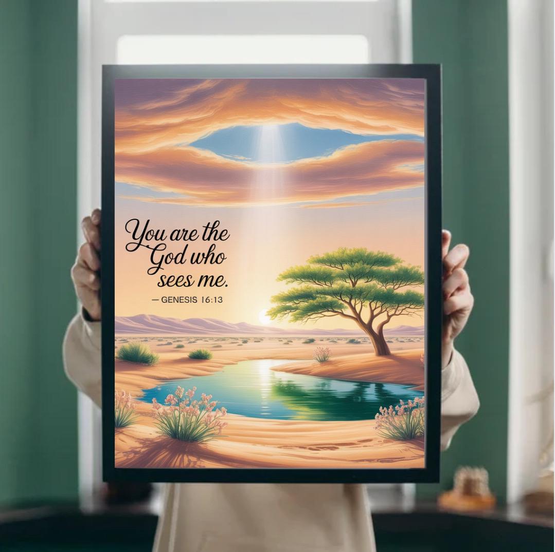 He Sees Me Bible Verse Wall Art - Genesis 16:13 Printable | God Who ...