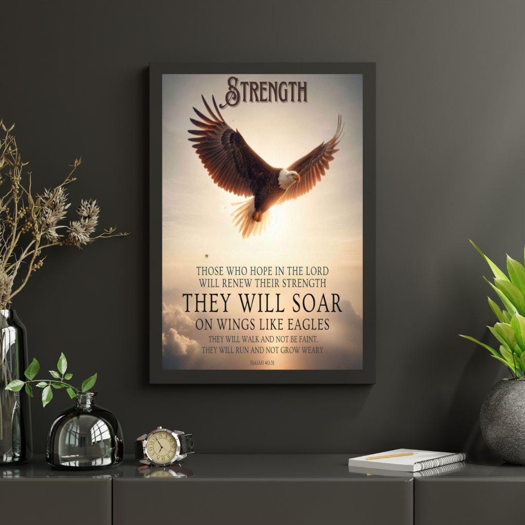 Isaiah 40:31 Scripture Print | Christian Wall Art | Soar on Wings Like ...