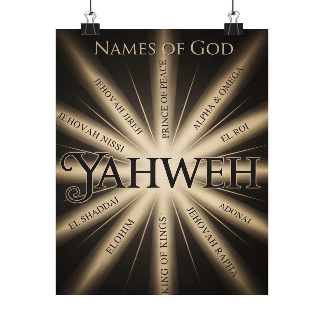 Names of God Wall Art – YAHWEH Christian Poster – Inspirational ...