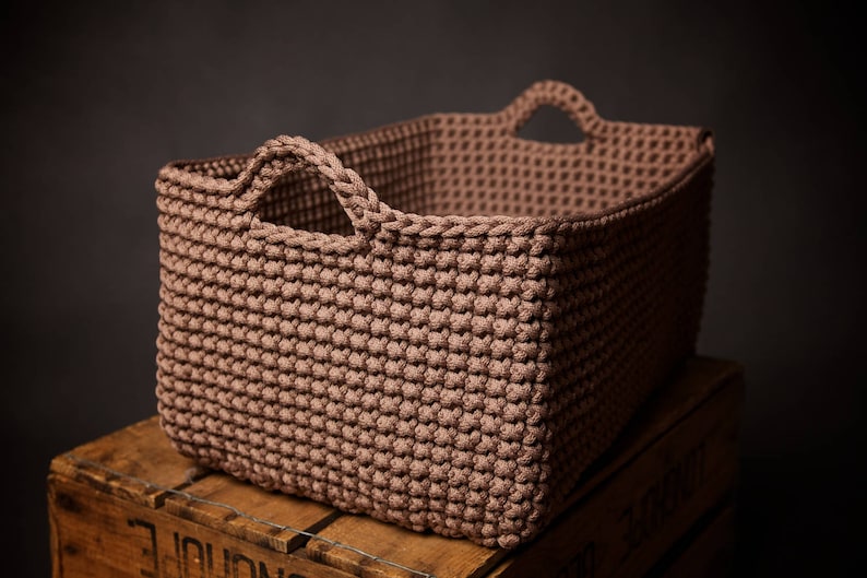 Large Storage Basket Crochet Rope Basket Handmade Rope - Etsy