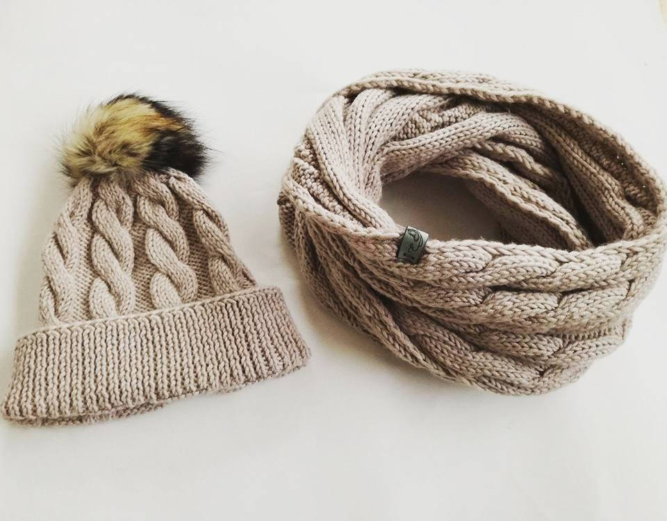 Cable Knit Hat, Knitted Beanie Set, Winter Set, Hat and Scarf Set ...