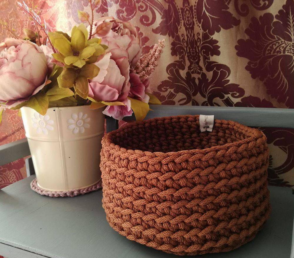 Rope basket round woven basket crochet toy basket nursery | Etsy